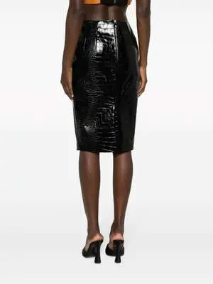 Versace Crocodile-embossed Midi Skirt