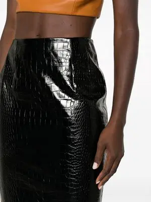 Versace Crocodile-embossed Midi Skirt