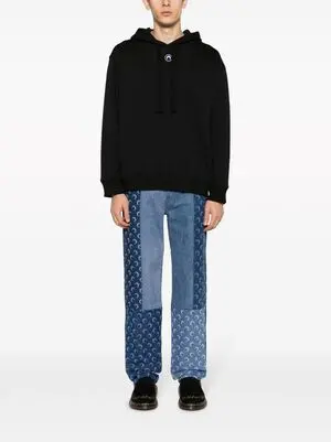 MARINE SERRE Regenerated Denim Slim-fit Jeans With Moonogram Pattern - Blue