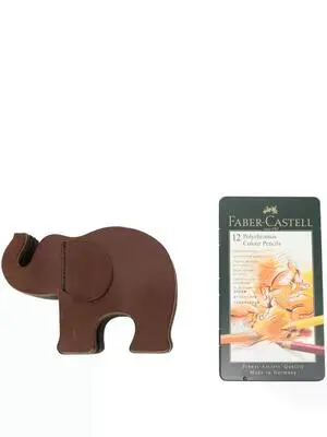 GRAF LANTZ Small Elephant Leather Pen Holder - Brown