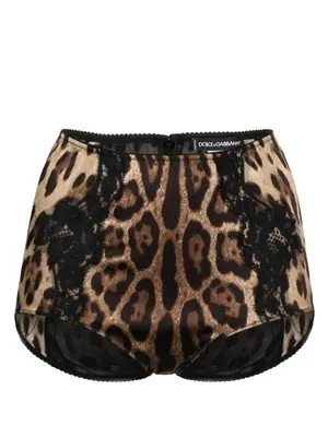Dolce & Gabbana Leopard-print High-waist Briefs - Black