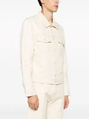Casablanca Monogram-jacquard Denim Jacket - Neutrals