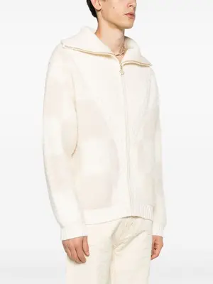 Casablanca Checked Bouclé Cardigan - White
