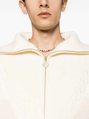 Casablanca Checked Bouclé Cardigan - White
