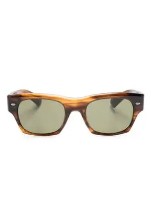 Oliver Spencer Tortoiseshell-effect Rectangle-frame Sunglasses - Brown
