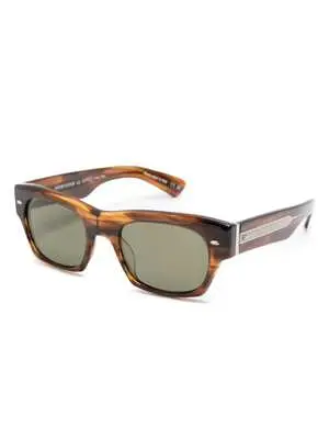 Oliver Spencer Tortoiseshell-effect Rectangle-frame Sunglasses