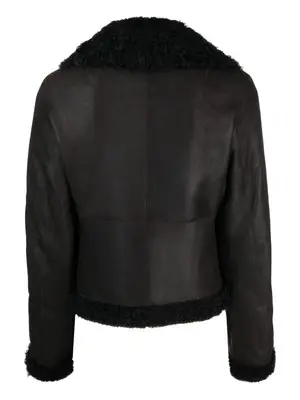 Akris Shearling-collar Leather Jacket