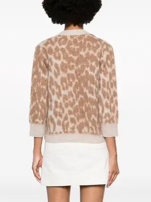 GANNI Leopard-jacquard V-neck Cardigan
