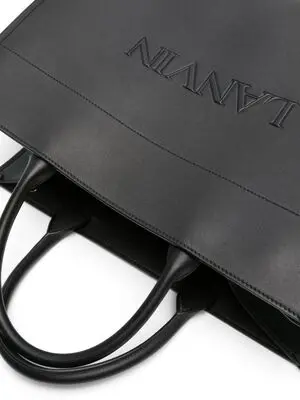 LANVIN Logo-embossed Leather Tote