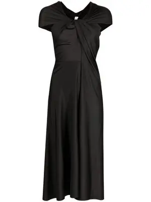 Victoria Beckham Cap-sleeve Draped Dress - Black