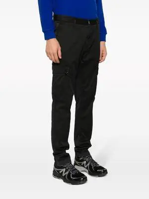 Stone Island Compass-motif Tapered Trousers - Black