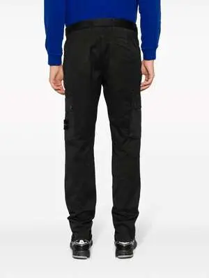 Stone Island Compass-motif Tapered Trousers - Black