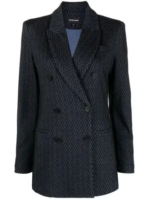 Emporio Armani Double-breasted Herringbone Blazer