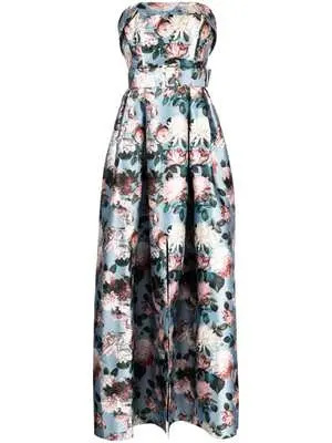 Sachin & Babi Brielle Floral-print Gown - Blue
