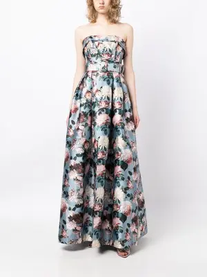 Sachin & Babi Brielle Floral-print Gown - Blue