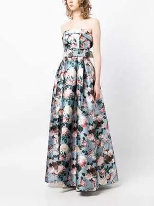 Sachin & Babi Brielle Floral-print Gown - Blue