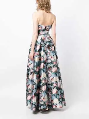 Sachin & Babi Brielle Floral-print Gown - Blue