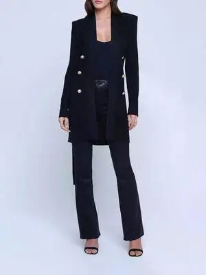 L'Agence Metallic-threading Belted Cardigan - Black
