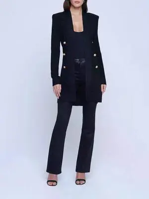 L'Agence Metallic-threading Belted Cardigan - Black