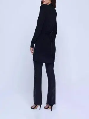 L'Agence Metallic-threading Belted Cardigan - Black