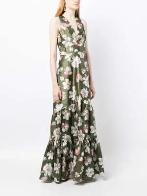 Sachin & Babi Rori Magnolia-print Gown - Green