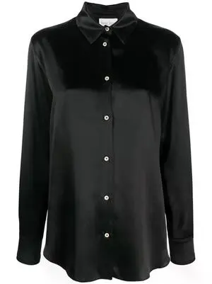 FORTE_FORTE Satin-finish Shirt - Black