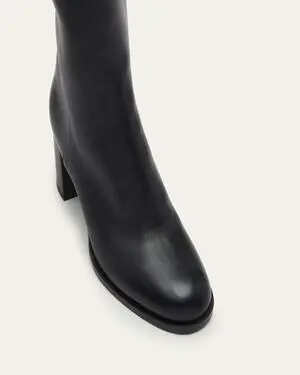 Valentino Garavani Leather Knee High Boots With Logo
