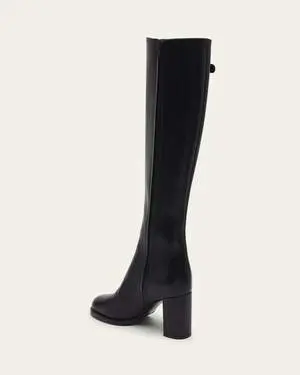 Valentino Garavani Leather Knee High Boots With Logo