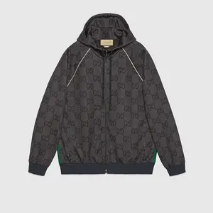Gucci Jumbo Gg Zip-Up Jacket With Web - Grey | Editorialist