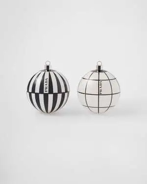 Prada Glass Christmas Ornament Set - White/black