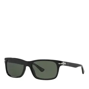 Persol 58mm Rectangle Sunglasses - Black/green Solid