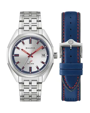 Bulova Classic Jet Star Watch, 40mm - Silver/blue