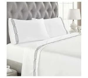SUPERIOR Egyptian Cotton 1200tc Embroidered Bed Sheet Set,king - One-color