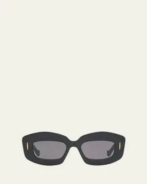 Loewe Anagram Acetate-nylon Rectangle Sunglasses - Sblk/smk
