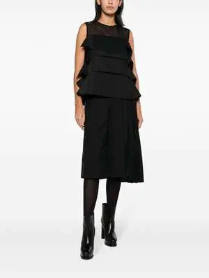Sacai Ruffled Sheer-yoke Sleeveless Top