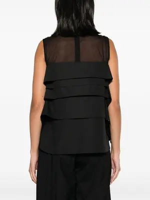 Sacai Ruffled Sheer-yoke Sleeveless Top