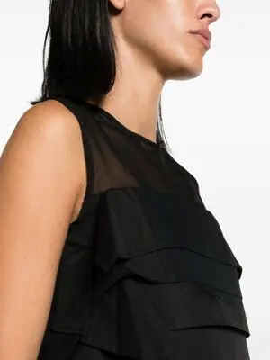 Sacai Ruffled Sheer-yoke Sleeveless Top