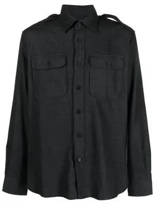 Ralph Lauren Purple Label Pointed-collar Button-up Cotton Blend Shirt