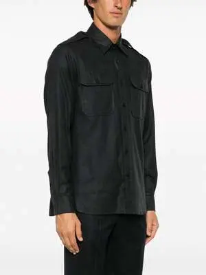Ralph Lauren Purple Label Pointed-collar Button-up Cotton Blend Shirt