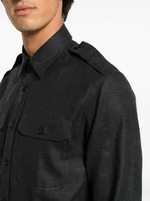 Ralph Lauren Purple Label Pointed-collar Button-up Cotton Blend Shirt