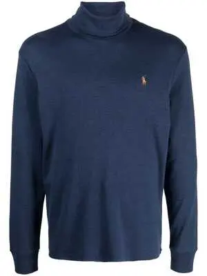Polo Ralph Lauren Logo-embroidered Roll-neck Jumper - Blue