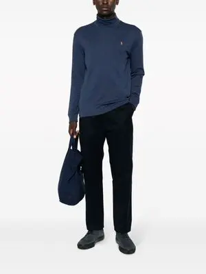 Polo Ralph Lauren Logo-embroidered Roll-neck Jumper - Blue