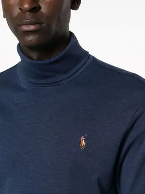 Polo Ralph Lauren Logo-embroidered Roll-neck Jumper - Blue