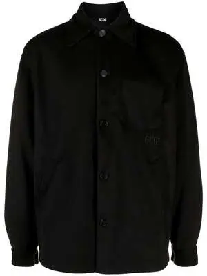 Gcds Logo-embroidered Overshirt - Black