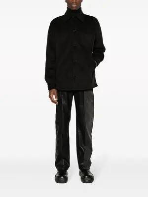 Gcds Logo-embroidered Overshirt - Black
