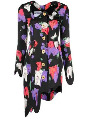 Moschino Floral-print Asymmetric Minidress