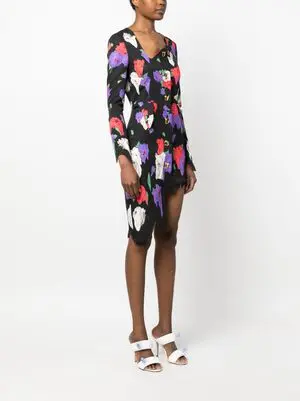 Moschino Floral-print Asymmetric Minidress