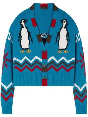 Alanui For The Love Of Penguin Jacquard Cardigan