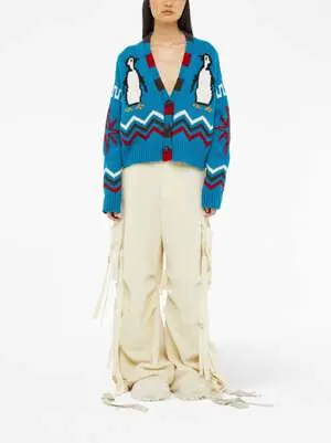 Alanui For The Love Of Penguin Jacquard Cardigan