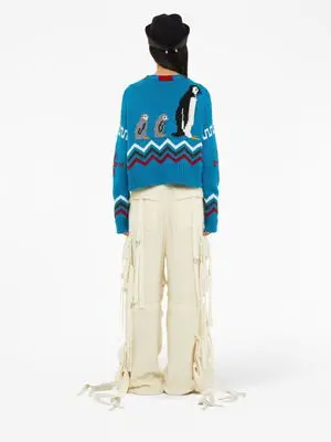Alanui For The Love Of Penguin Jacquard Cardigan